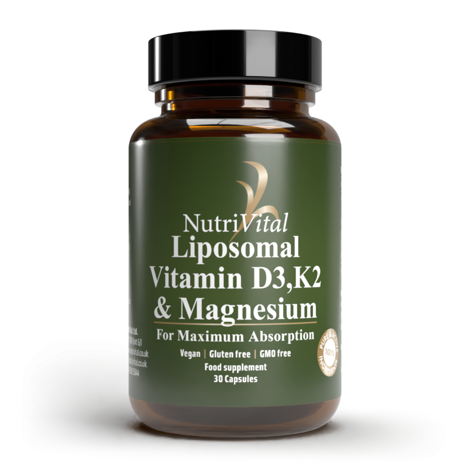 Nutrivital Liposomal Vitamin D3, K2 & Magnesium 30 Capsules – Entirely Pure